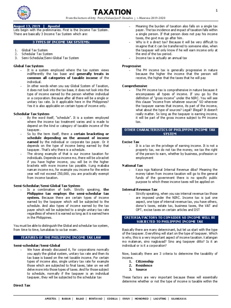 Taxation 2019 TSN 2nd Exam Complete | PDF | Taxpayer | Income Tax