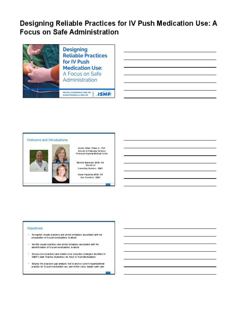 Designing Reliable Practices For IV Push Medication Use Handout PDF ...