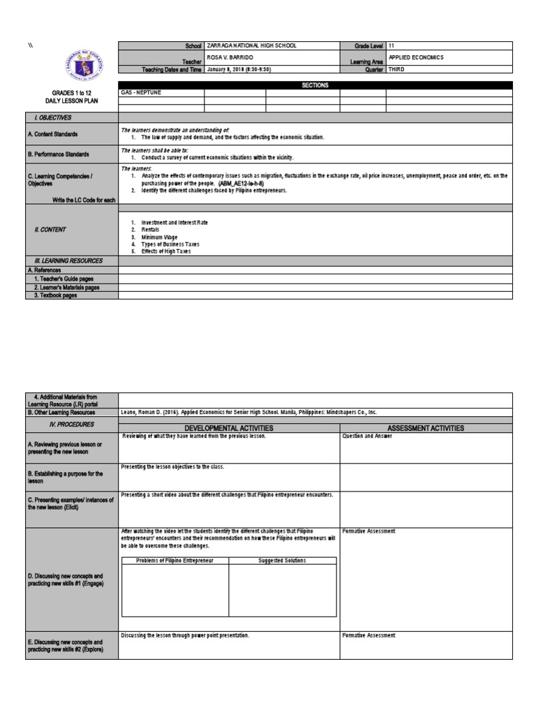 I. Objectives The Learners Demonstrate An Understanding Of: The Learners Shall Be Able To: The ...