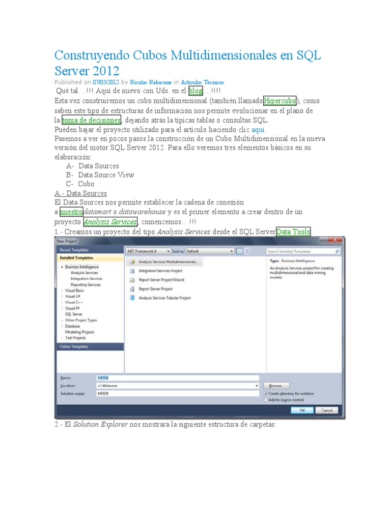 Construyendo Cubos Multidimensionales en SQL Server 2012 | PDF | SQL ...