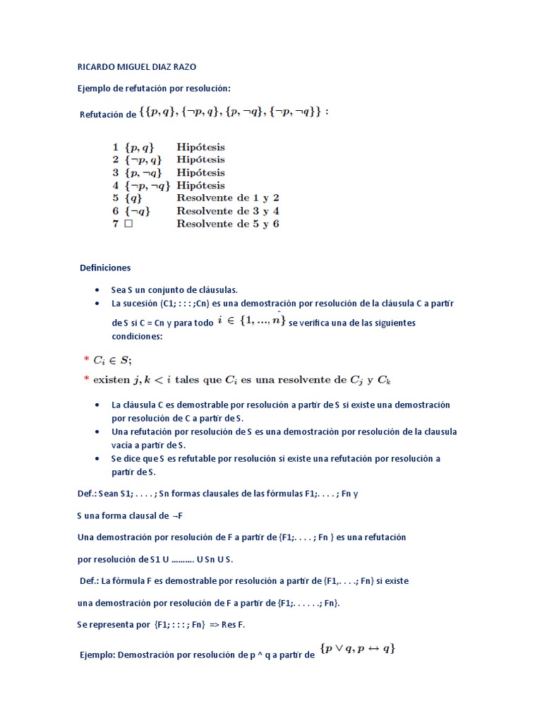 Ejemplo de Refutación Por Resolución | PDF