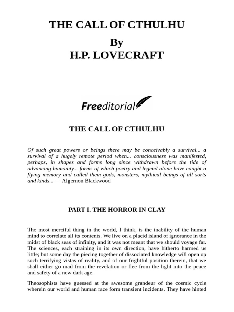 The Call of Cthulhu by H.P. Lovecraft | PDF | Social Science | History