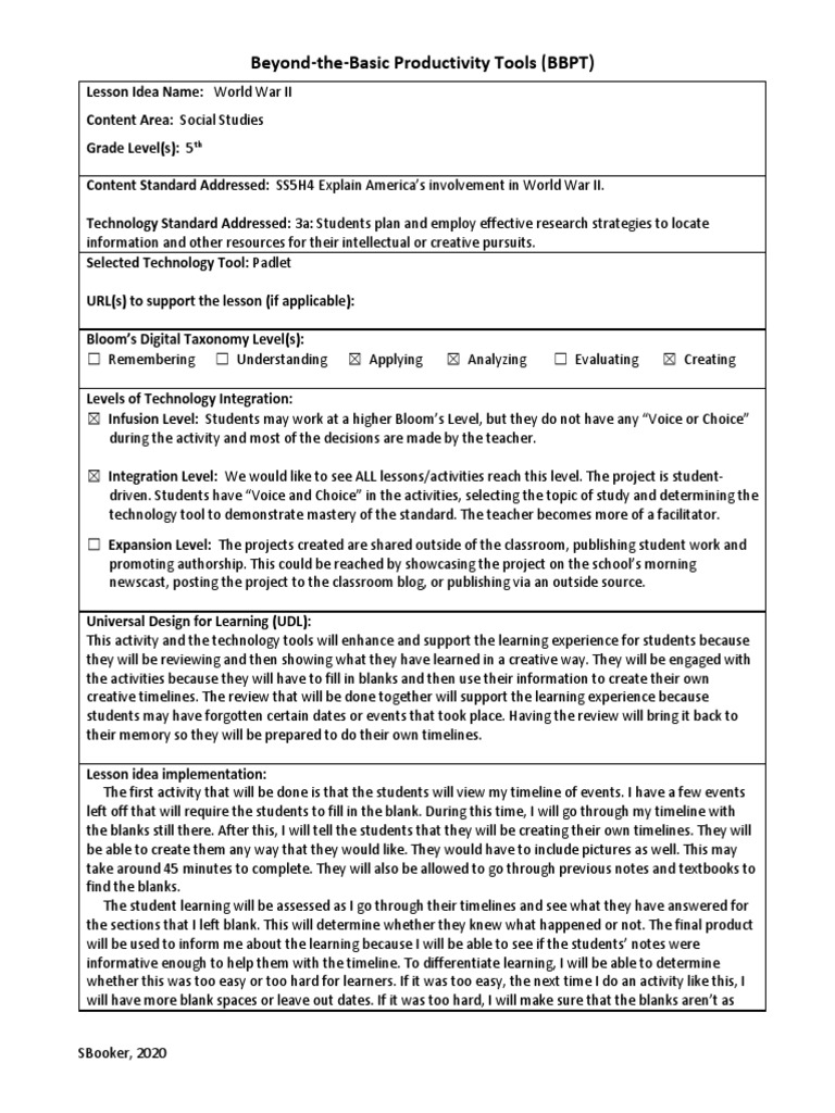 Kiarra Haley BBPT Lesson Idea | PDF | Pedagogy | Learning