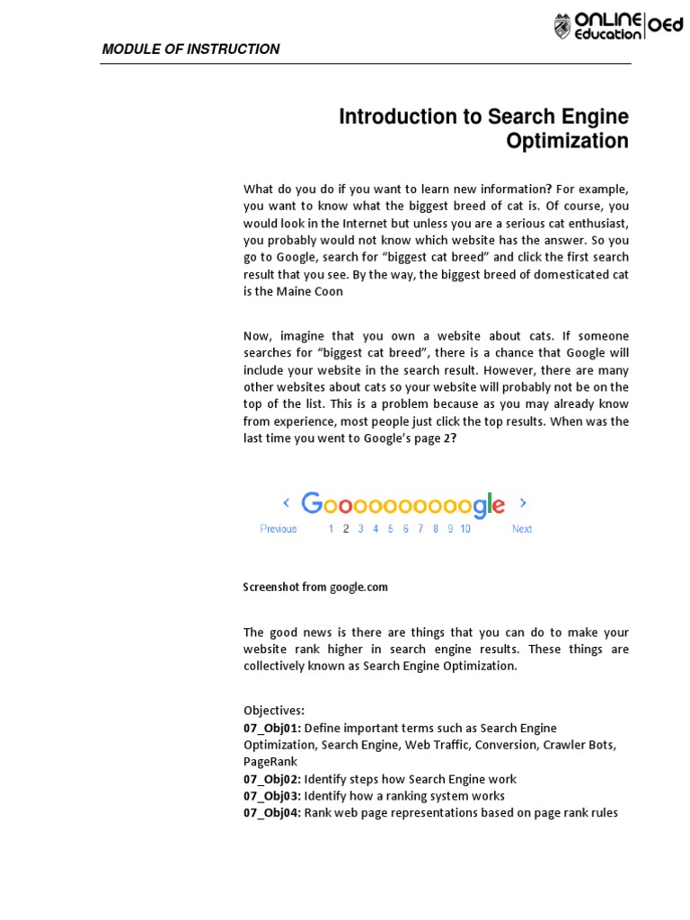 Introduction To Search Engine Optimization | PDF | Search Engine Optimization | Web Search Engine