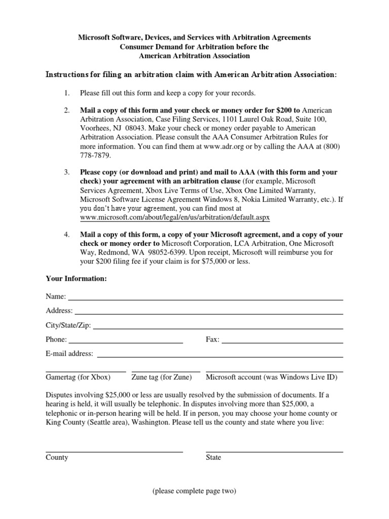 Instructions For Filing An Arbitration Claim With American Arbitration ...