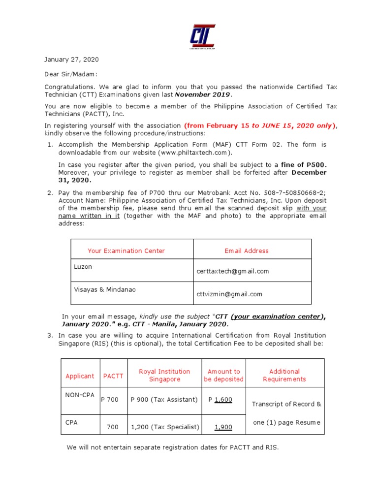 Congratulations on Passing CTT Exams | PDF | Business | Government