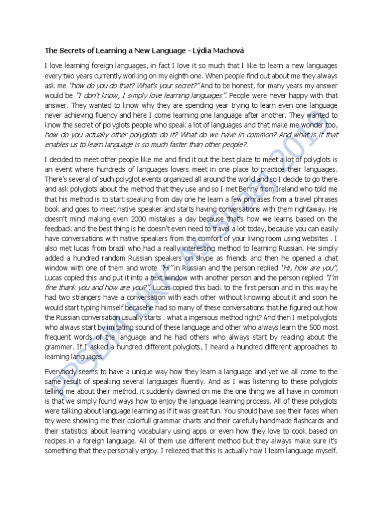 The Secrets of Learning New Language | Download Free PDF ...