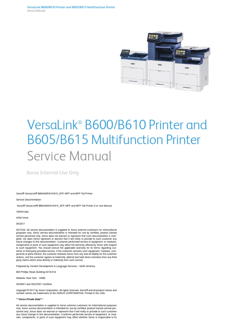 VersaLink B600/B610 Printer and B605/B615 Multifunction Printer Service ...
