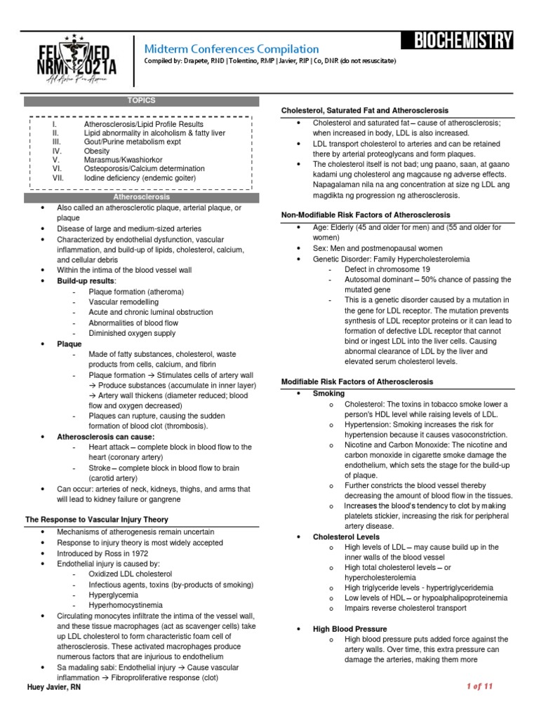 Midterm Conferences Compilation: Topics | PDF | Atherosclerosis | Gout