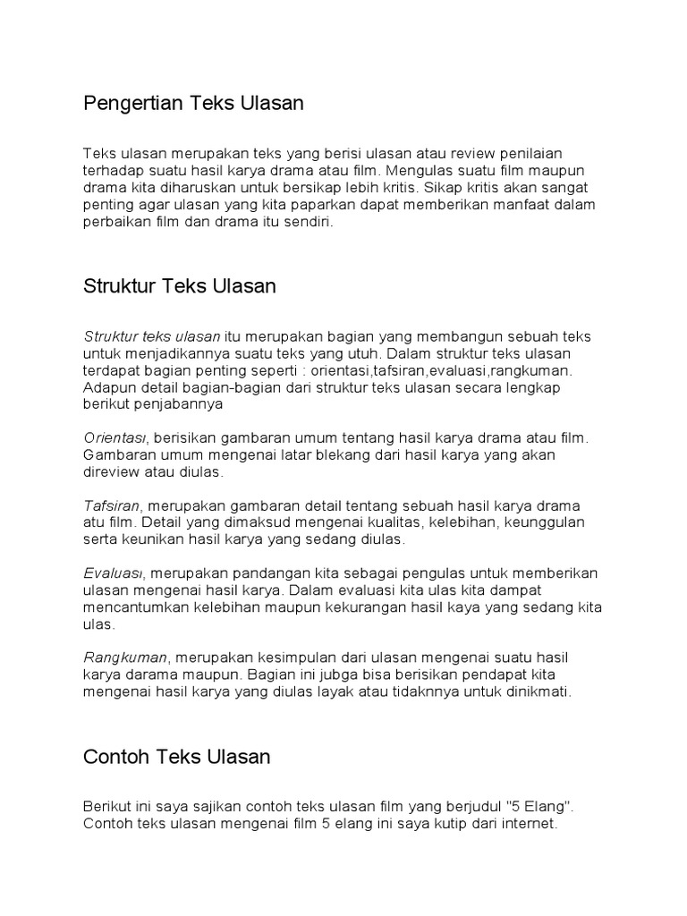 Pengertian Teks Ulasan | PDF