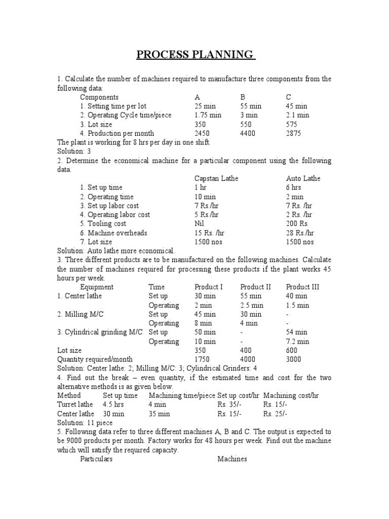 Process Planning | PDF | Machine Tool | Machines