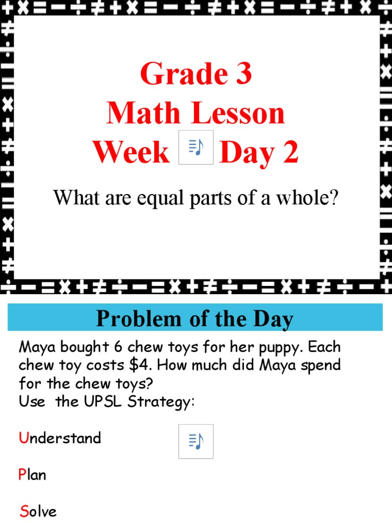 Grade 3 Math Lesson Week 13 Day 2: What Are Equal Parts of A Whole ...