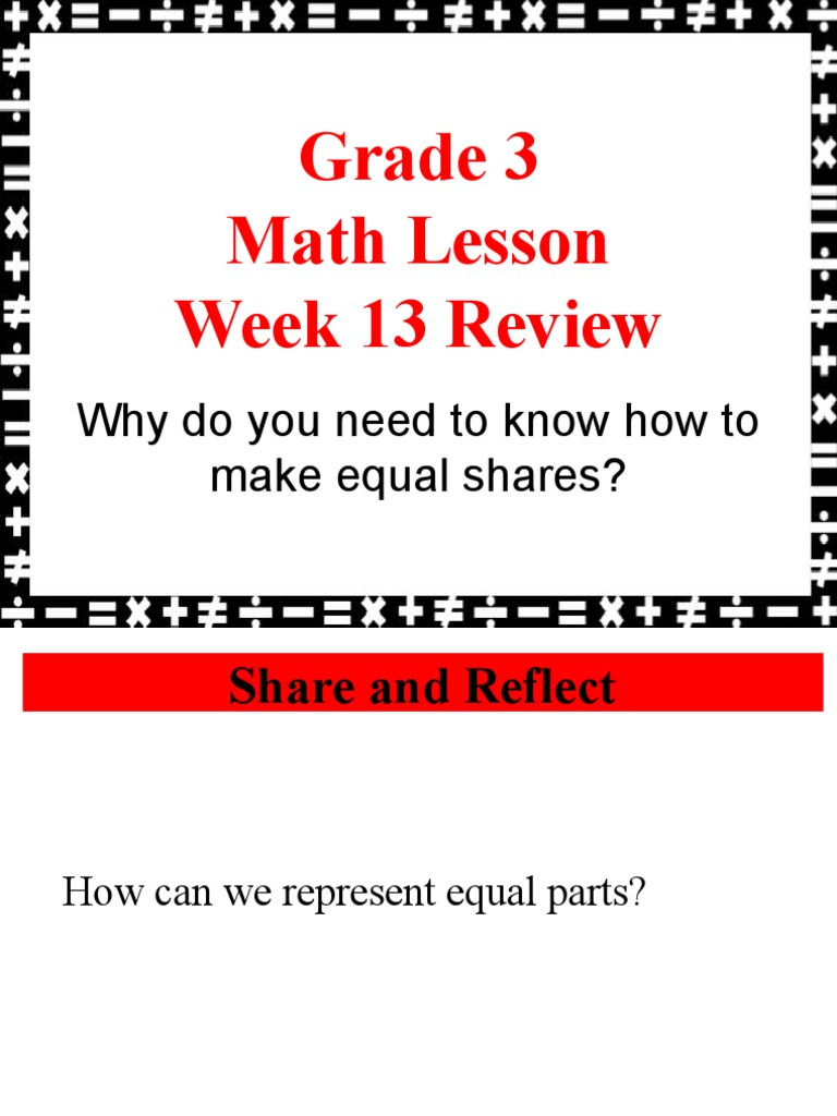 Grade 3 Math Week 13 Review: Equal Shares | PDF
