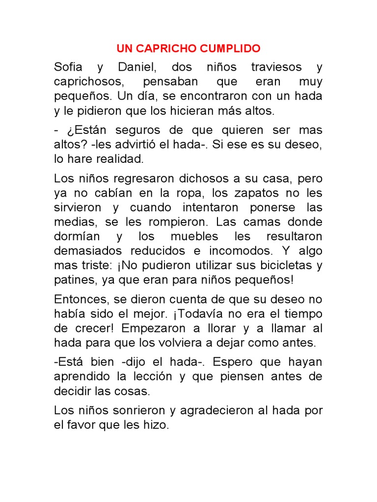 El Cuento Un Capricho Cumplido | PDF