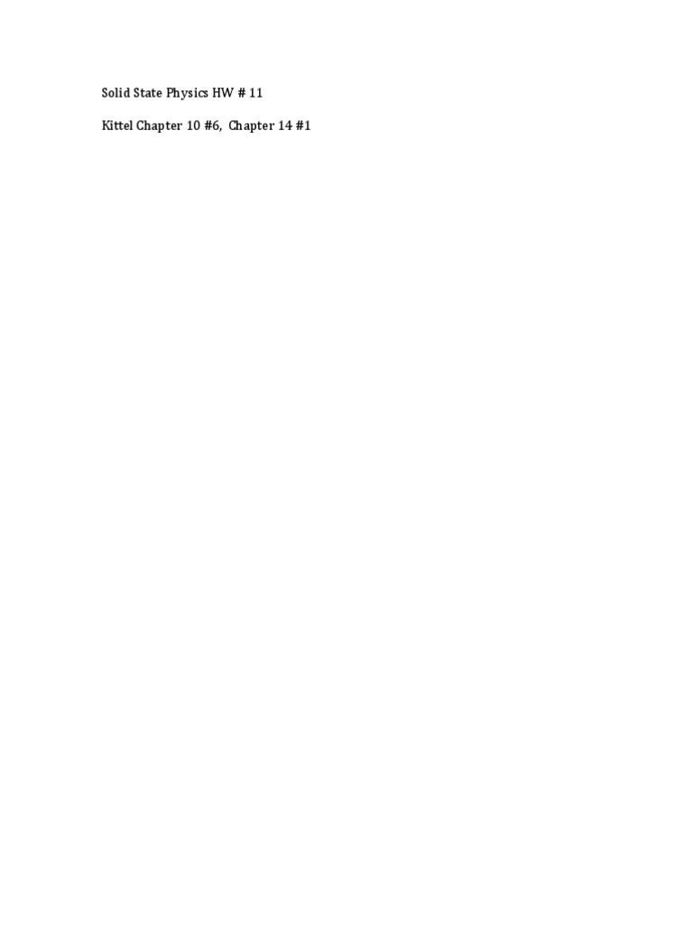 Solid State Physics Homework | PDF