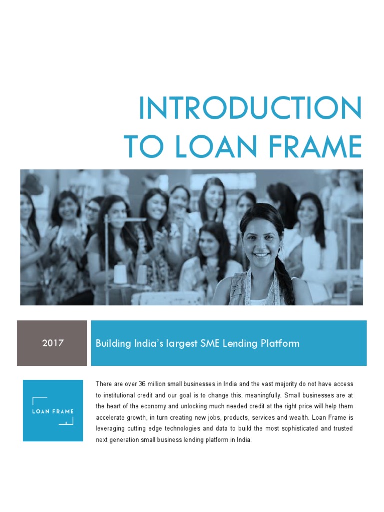 To Loan Frame: Building India's Largest SME Lending Platform | PDF ...