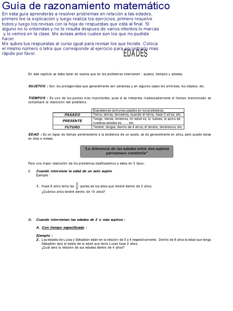 Edades Adasda | PDF | Enseñanza de matemática