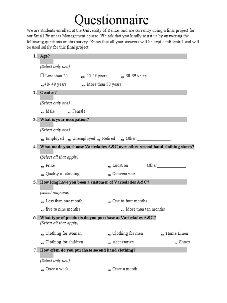 Survey for Variedades A&C Shoppers | PDF | Survey Methodology | Economies