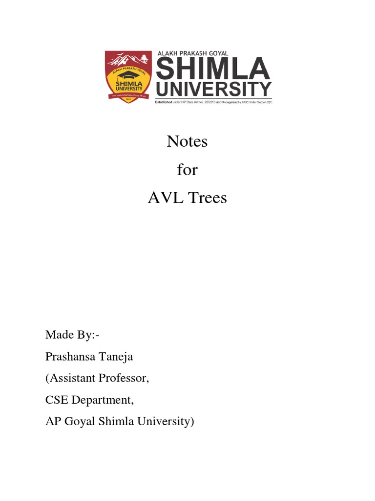 AVL Trees Notes: Self-Balancing Binary Search Trees | PDF