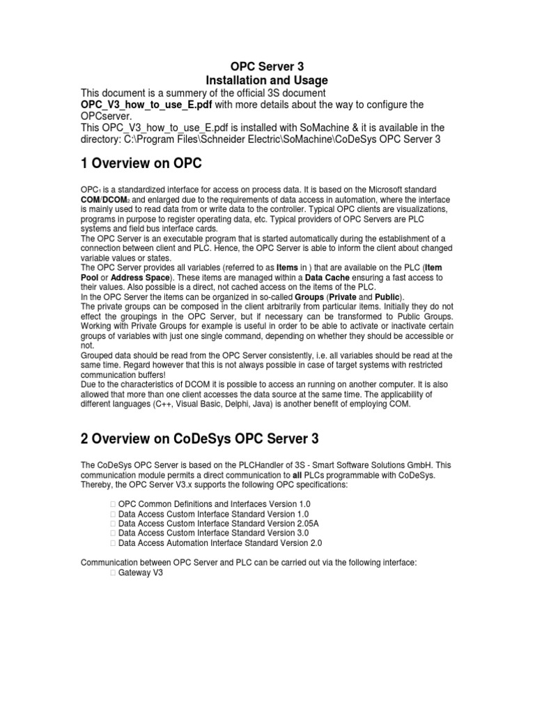 CoDeSys OPC Server 3 Installation Guide | PDF | Programmable Logic Controller | Component Object ...