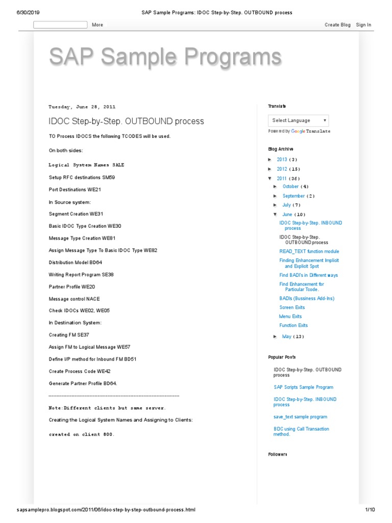 Custom Idoc Outbound | PDF | Computer Engineering | Information Technology