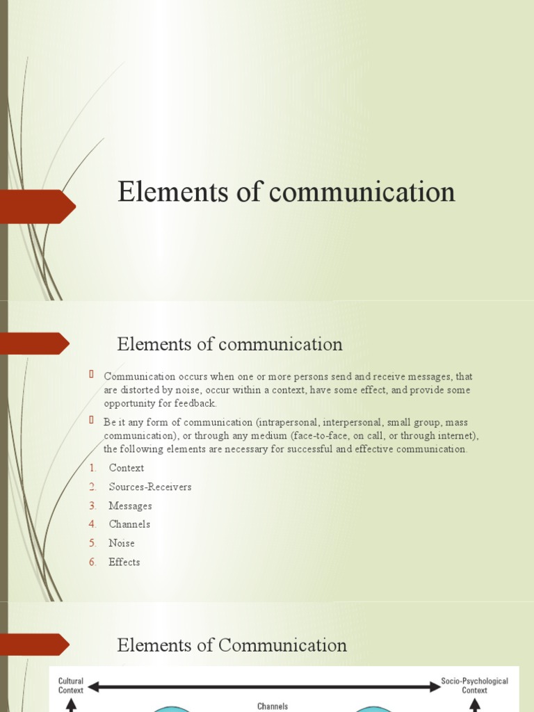 Elements of Communication | PDF | Nonverbal Communication | Communication