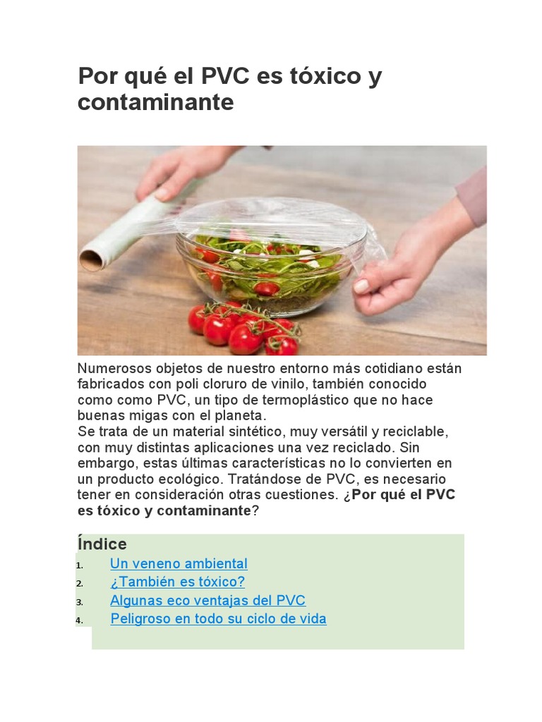 Toxicidad del PVC y sus riesgos | PDF | Cloruro de polivinilo | Toxicidad