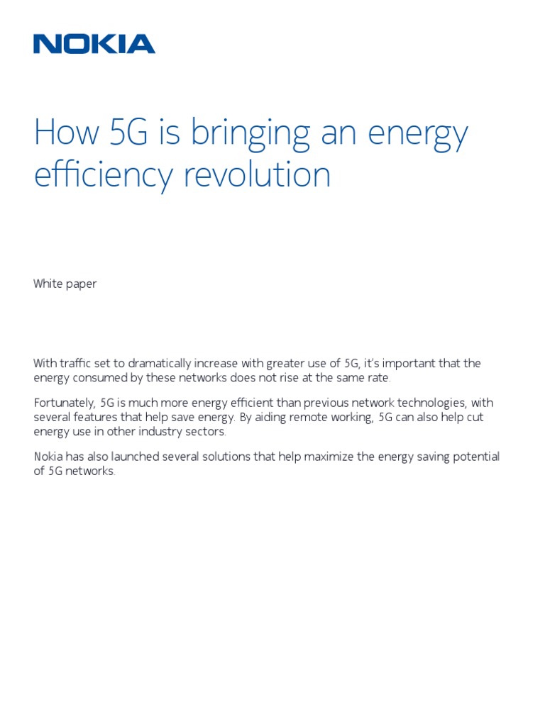 Nokia 5g Energy Efficiency Revolution White Paper En Pdf Efficient