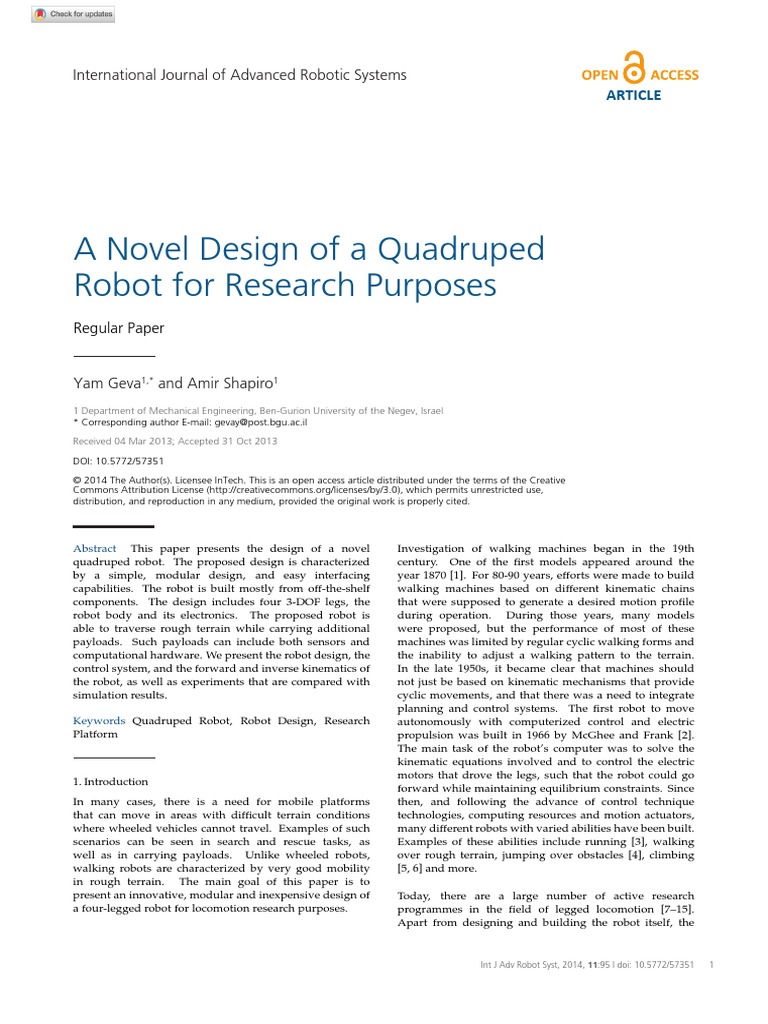 A Novel Design of A Quadruped Robot For Research Purposes | PDF ...