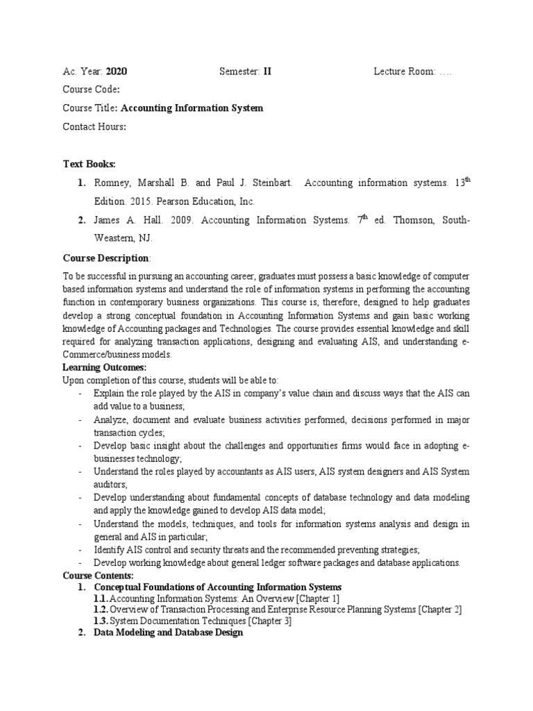 AIS Course Outline | Download Free PDF | Information System ...