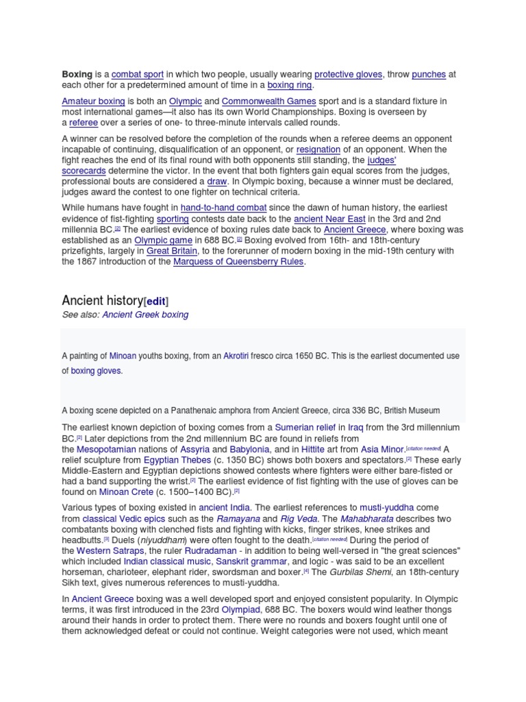 A Brief History of Boxing from Ancient Times to the Development of the ...