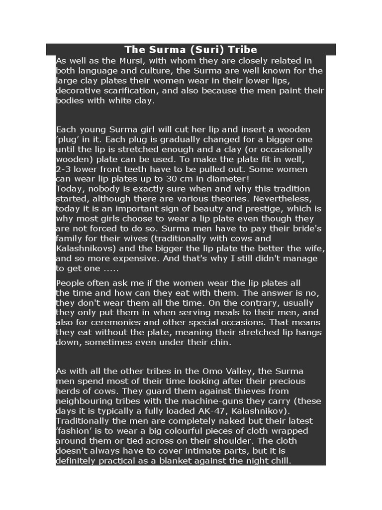 The Surma Tribe | Download Free PDF | Clothing | Human Body