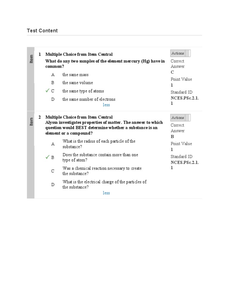 Pretest Matter | PDF | Matter | Chemical Substances
