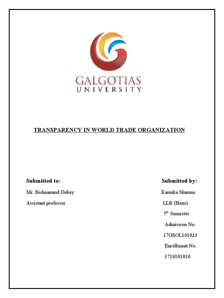 Transparency in World Trade Organization | PDF | World Trade ...
