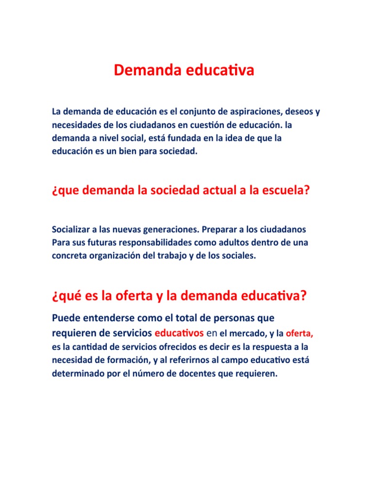 Demanda Educativa | PDF