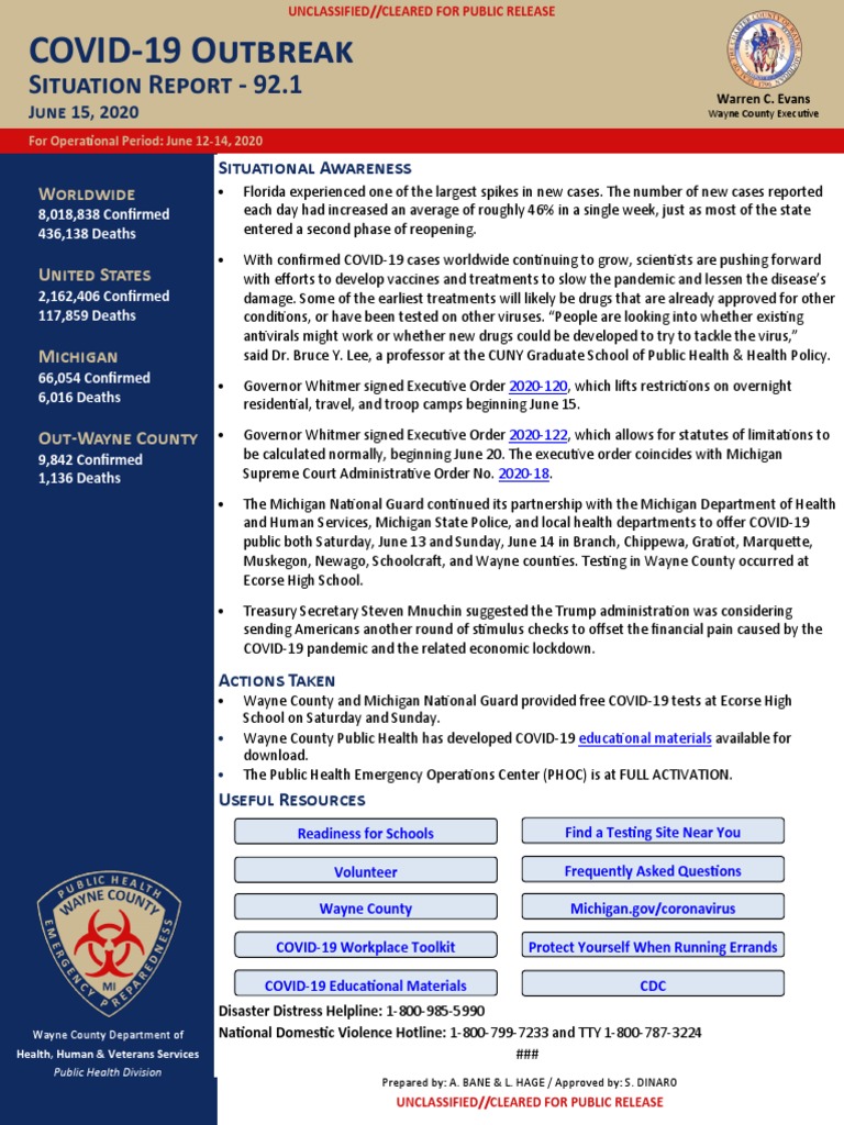 2020 06 15 SitRep 92.1 PUBLIC PDF | Download Free PDF | Public Health ...