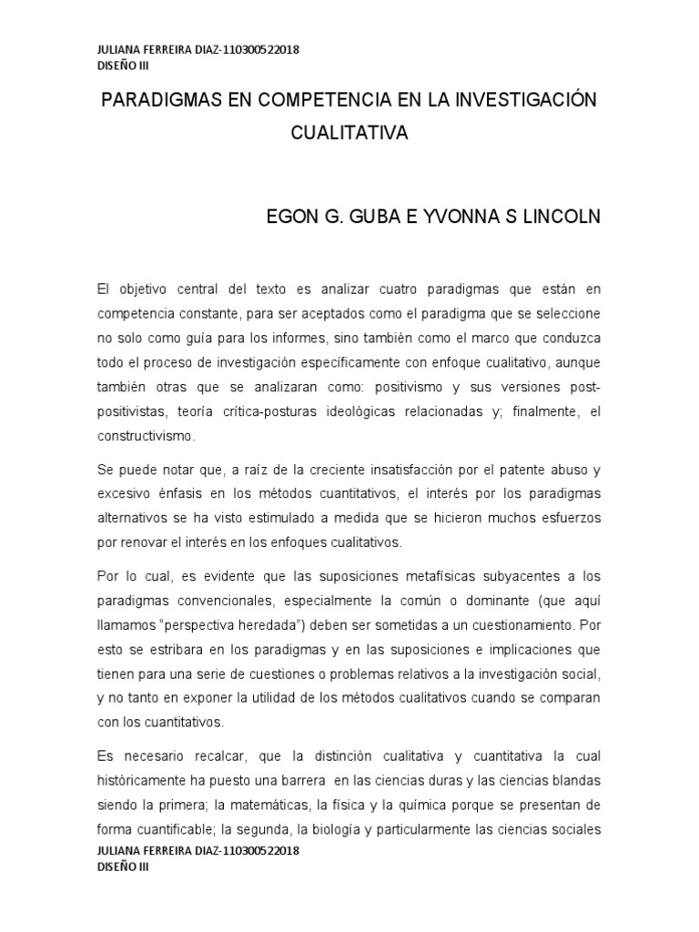Paradigmas en Competencia en La Investigación Cualitativa | PDF ...