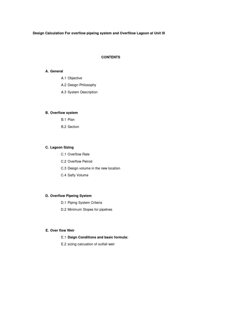 Design of the Overflow Piping System and Overflow Lagoon for Unit III ...