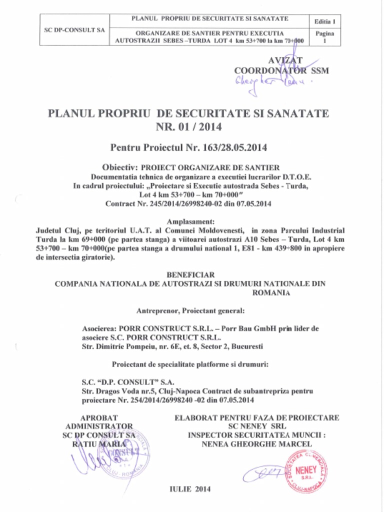 Plan SSM Organizare de Santier Turda | PDF