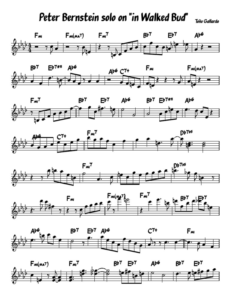 Peter Bernstein Solo On "In Walked Bud" Peter Bernstein Solo On "In ...
