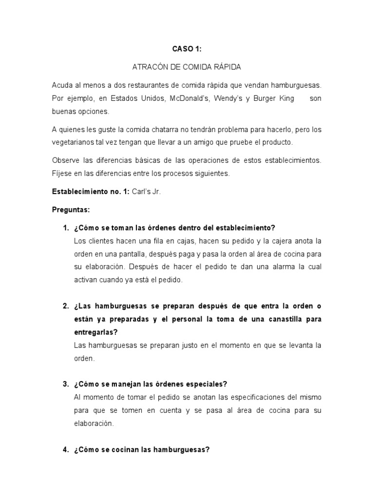 Comparativa de Fast Food: Carl's Jr. vs BK | PDF | Hamburguesas ...