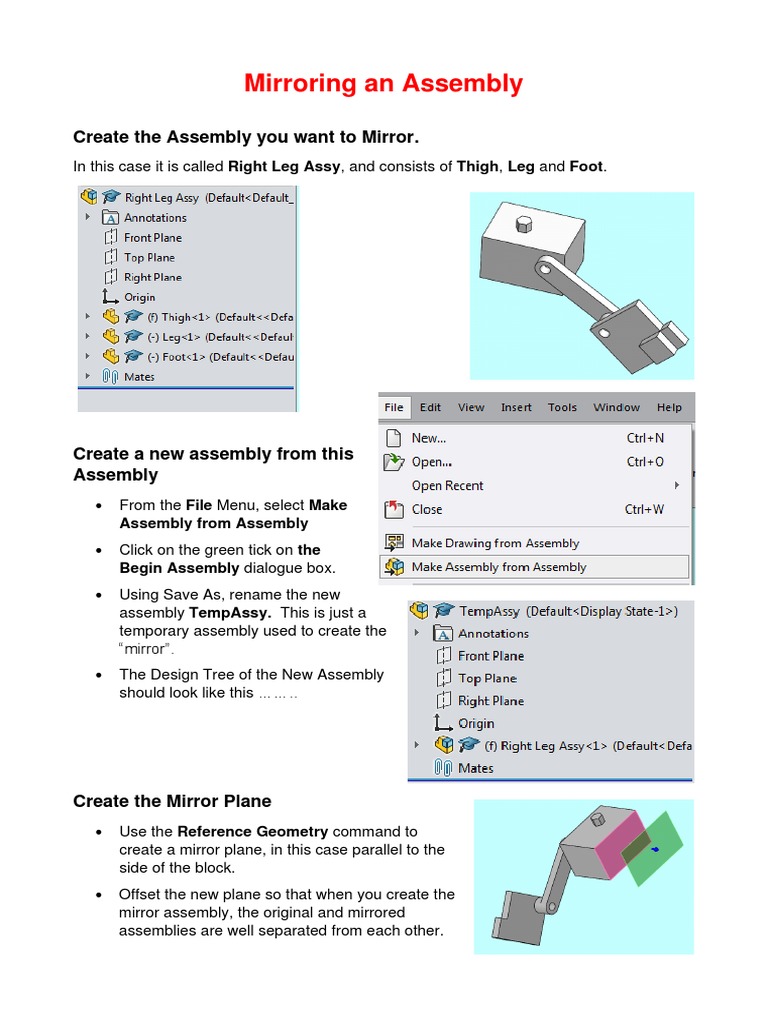 Mirroring An Assembly: Create The Assembly You Want To Mirror | PDF