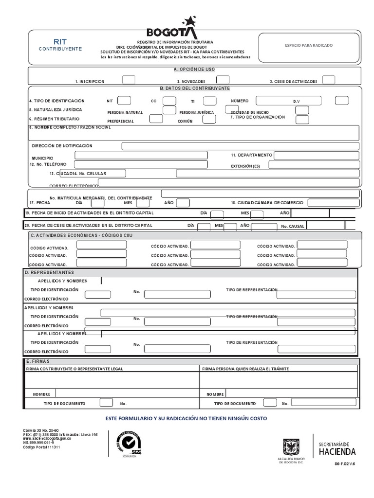FORMATO RIT CONTRIBUYENTE Word | PDF | Business