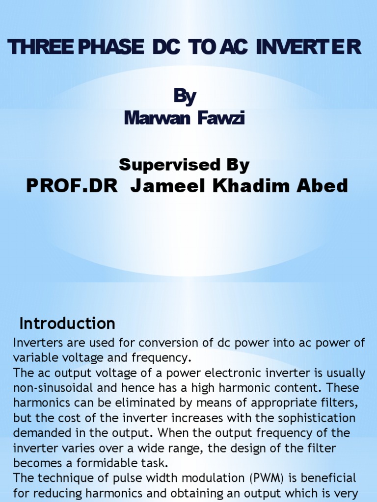 Three Phase DC To Ac Inverter | PDF | Power Inverter | Power Electronics