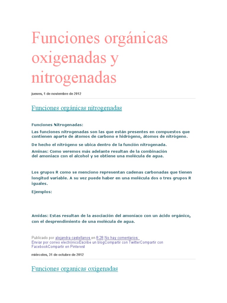 Funciones Orgánicas Oxigenadas y Nitrogenadas | PDF | Cetona | Química Física