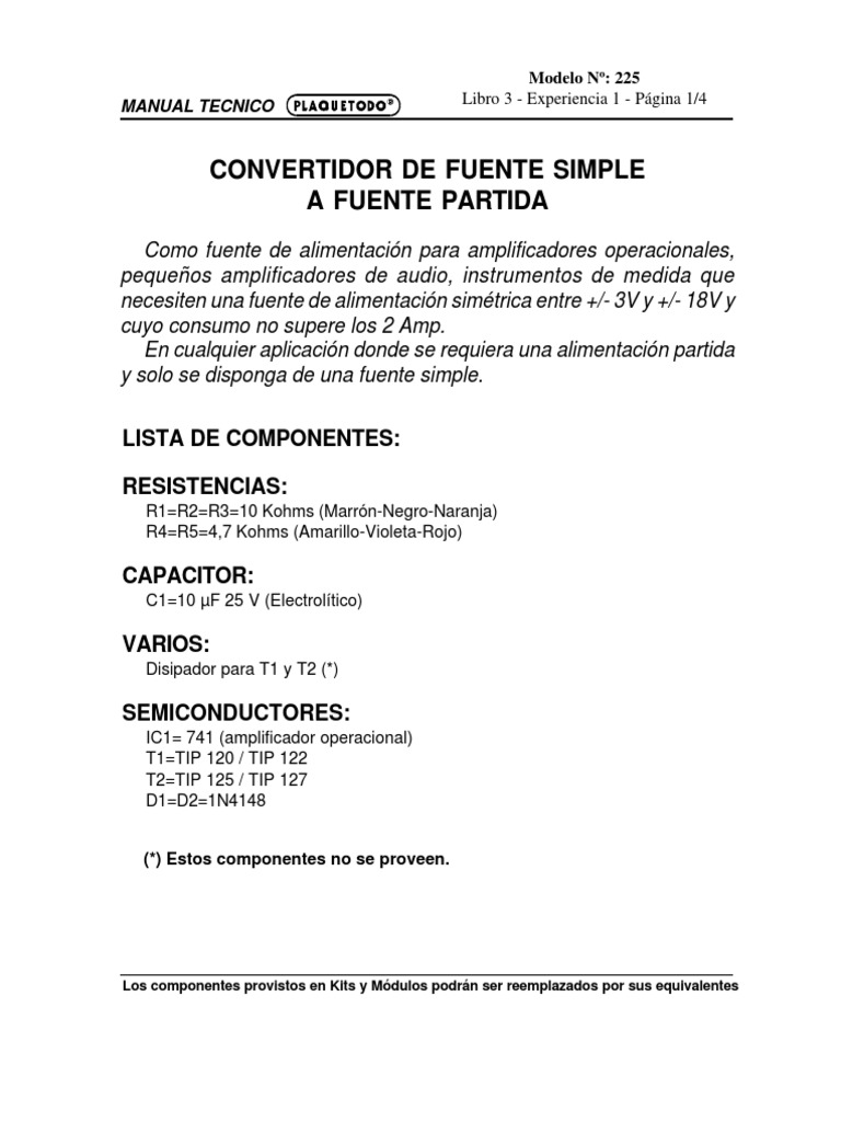 Convertidor de Fuente Simple A Fuente Partida N 225 | PDF ...