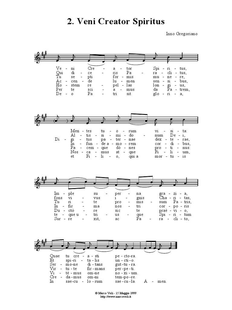 Veni Creator Spiritus - Gregoriano PDF | PDF