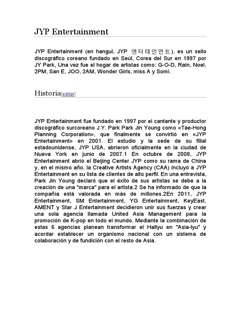 JYP Entertainment | PDF