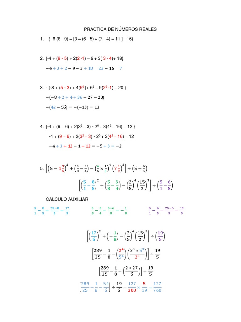 Ejercicios de Números Reales Resueltos en Clase | PDF | Juegos de mesa ...