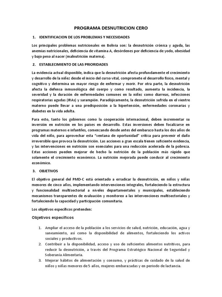 Programa Desnutricion Cero Flores Rosmery Pdf Desnutrición Nutrición